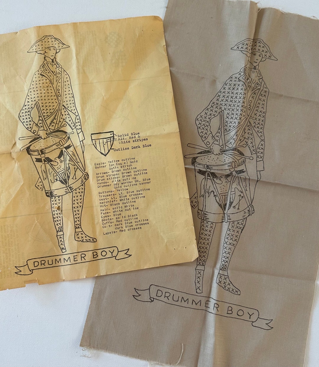 Vintage Patriotic Minuteman Drummer Boy Stamped Cross Stitch Sampler - Etsy