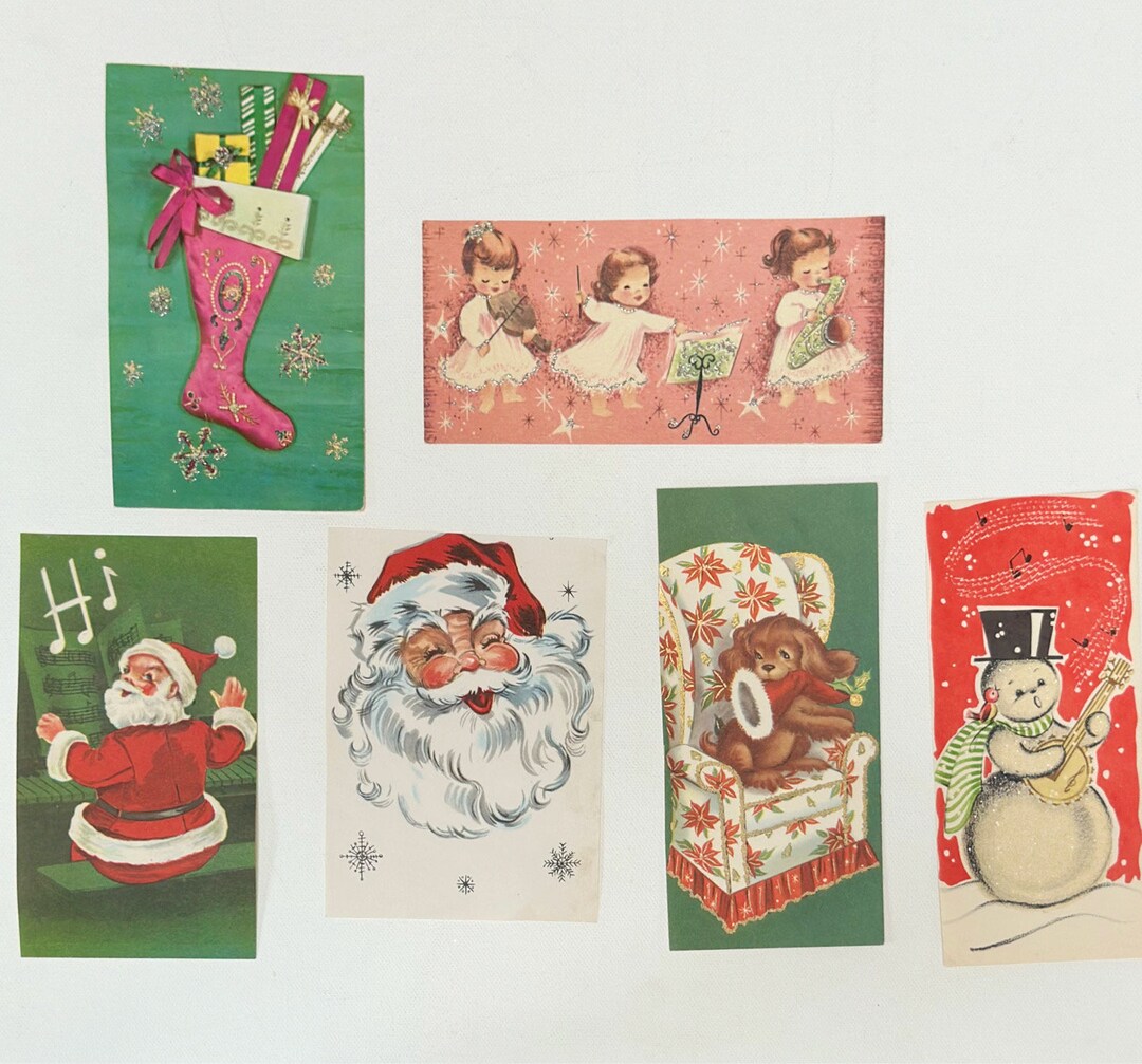 Vintage Christmas Card Bundle - Covers Only - Vintage Santa - Snowman ...
