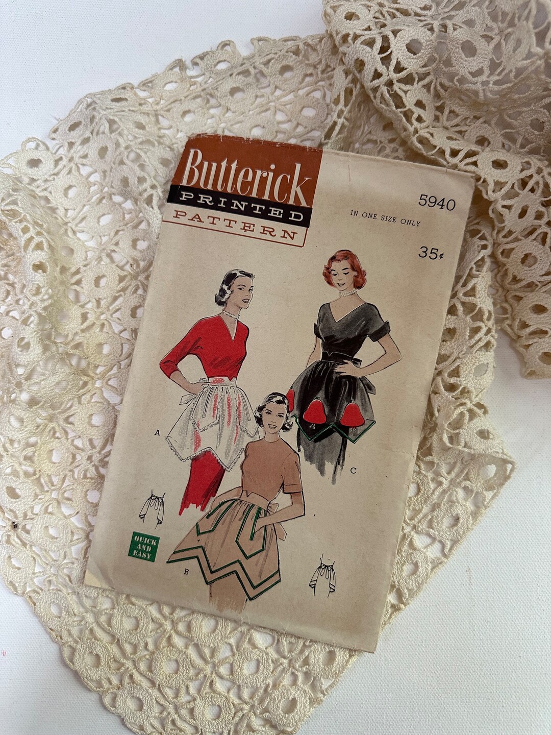 Vintage 1950s Butterick APRON Sewing Pattern Classic 50s Style - Etsy