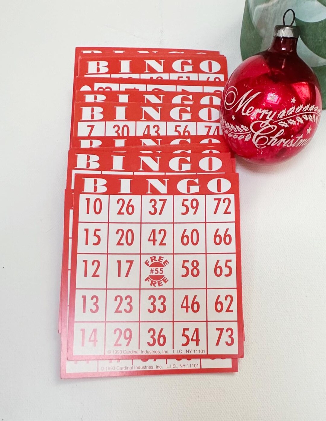 Vintage RED & WHITE Square Bingo Cards Ephemera Junk Journal Supply ...