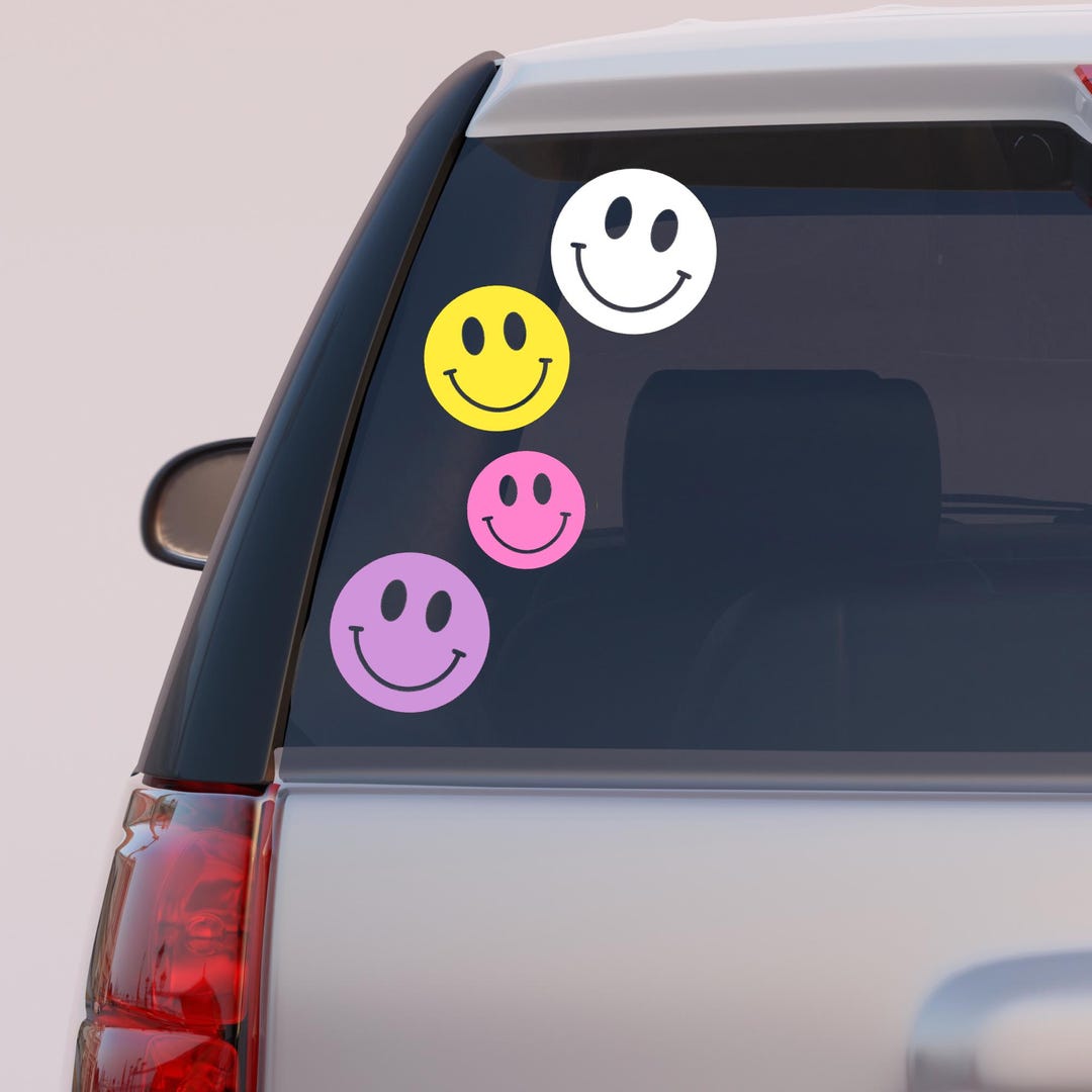 Smiley Vinyl Decal, Smiley Face Decal, Smiley Car Decal, Hippie Car ...