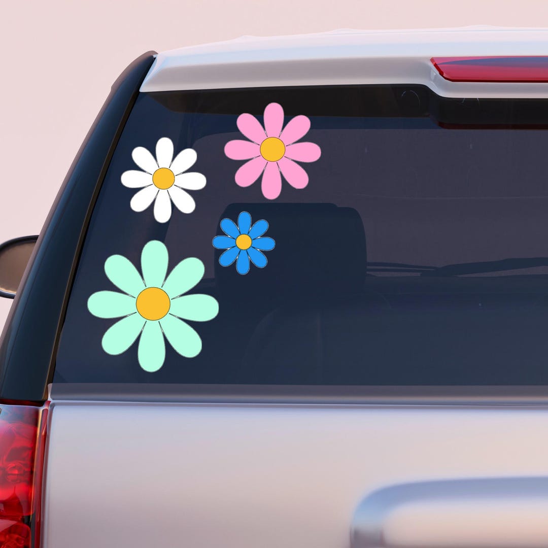 Daisy Vinyl Decal, Daisy Decal, Daisy Car Decal, Hippie Car Decal ...