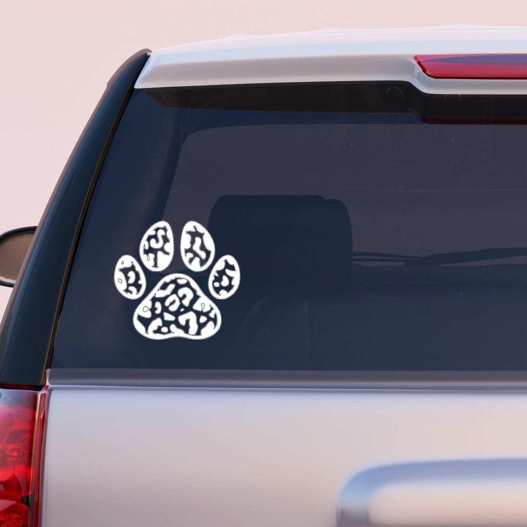 Paw Print Car Decal, Paw Print Car Sticker, Paw Print Sticker, Leopard ...