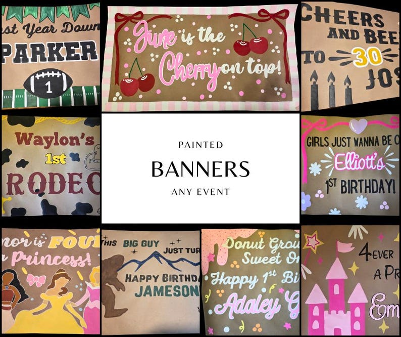 Hand Painted Banners, Custom Banner, Brown Paper Banner, Birthday ...