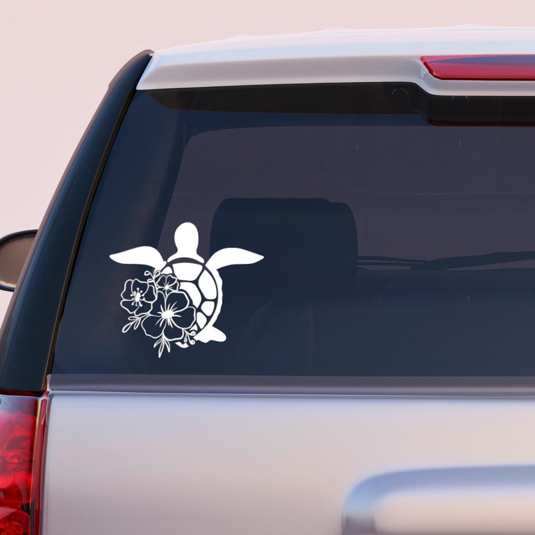 Turtle Car Decal, Turtle Sticker, Sea Turtle Decal, Sea Turtles, Floral ...