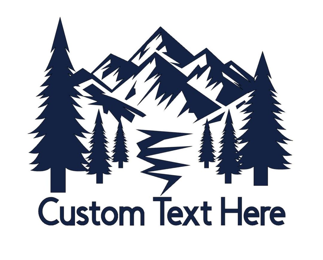 Mountain and Tree Decal, Mountain and Trees Sticker, Personalized ...
