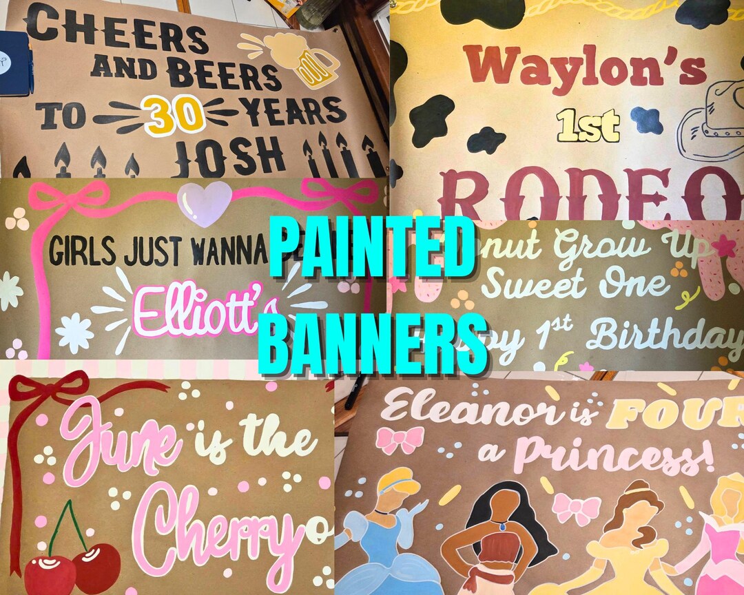 Custom Hand Painted Banners – Personalized Brown Paper Party ...