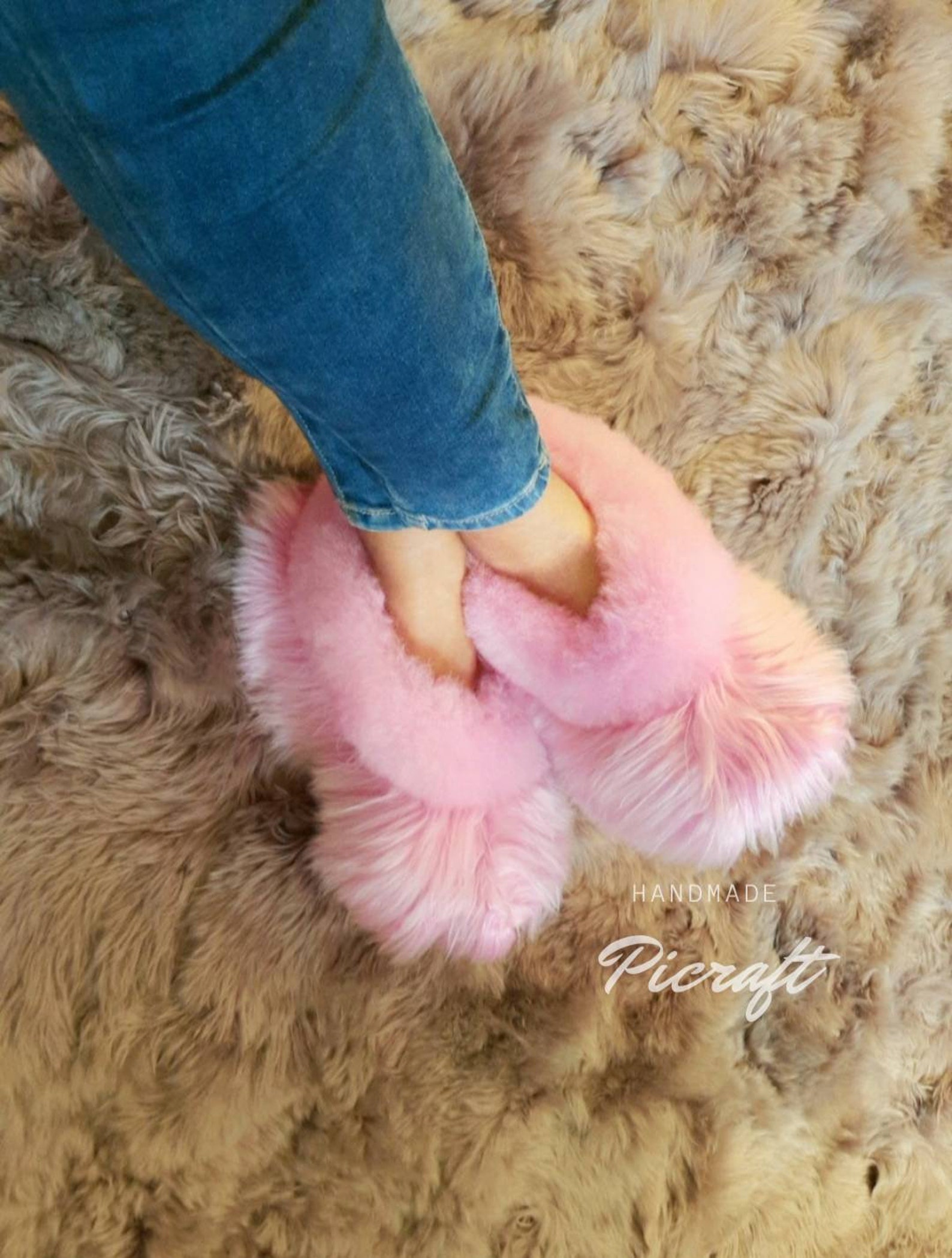 Pink Fur Alpaca Slippers Unisex Alpaca Fur Slippers Fur - Etsy