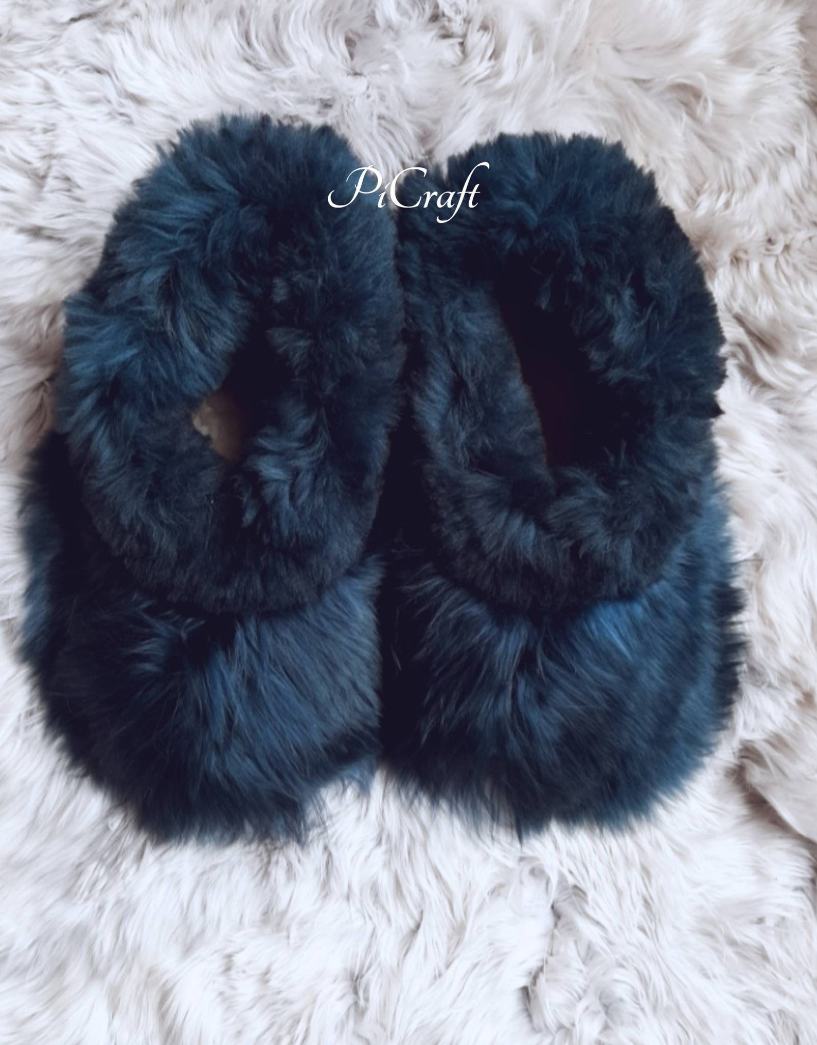 Alpaca Slippers Blue Slippers Unisex Alpaca Fur Slippers - Etsy