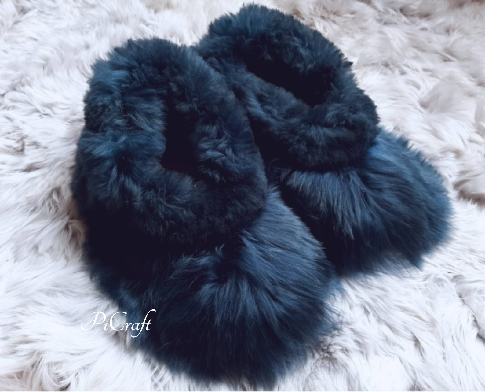 Alpaca Slippers Blue Slippers Unisex Alpaca Fur Slippers - Etsy