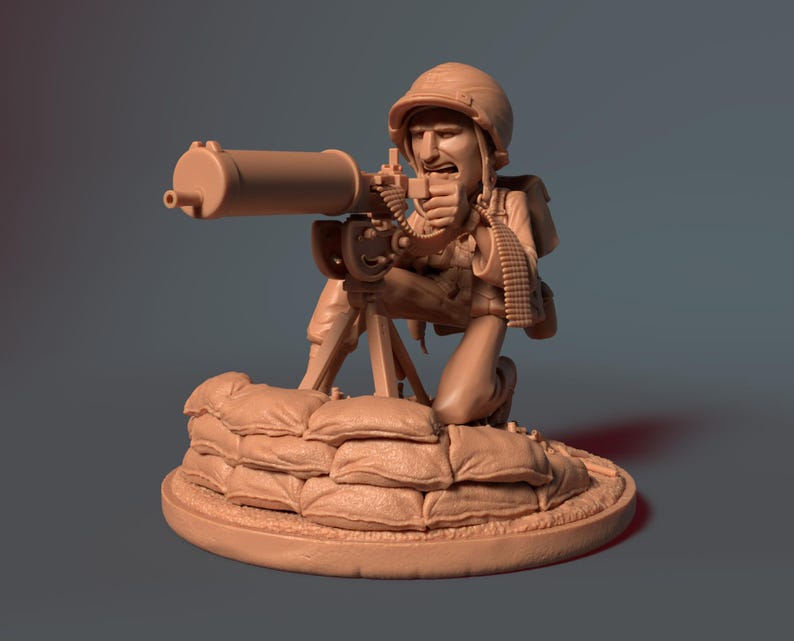 US Stylized Machine Gunner USMC Soldier | 3D Model Stl Print | Digital ...