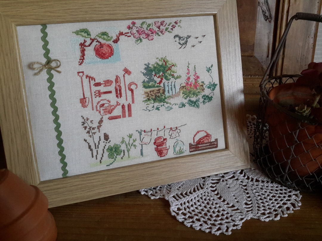 Tableau broderie, tableau nature, tableau fait main, cadre nature ...