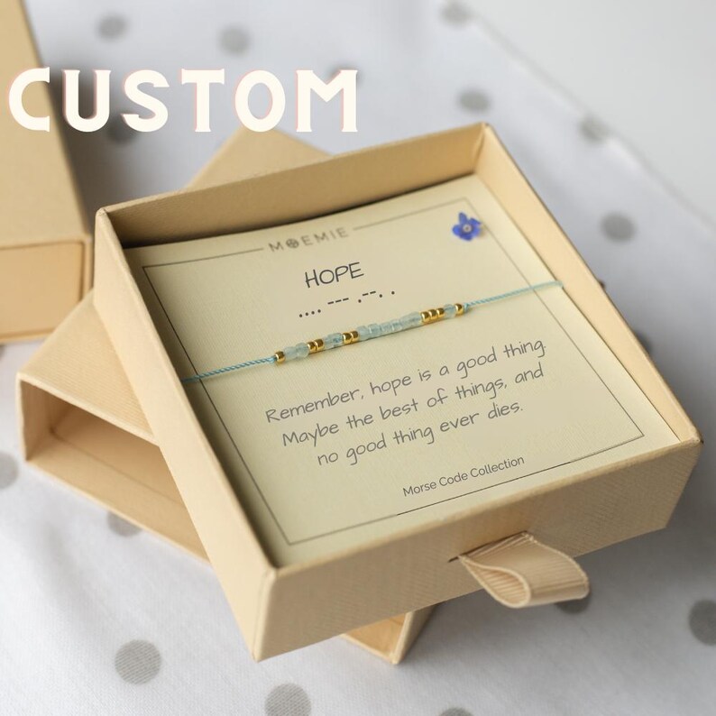 Morse Code Bracelet, Blue String, Personalized Jewelry, Bracelet With ...