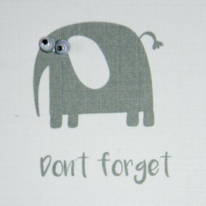 Don't Forget Cartoon Elephant Card - Etsy