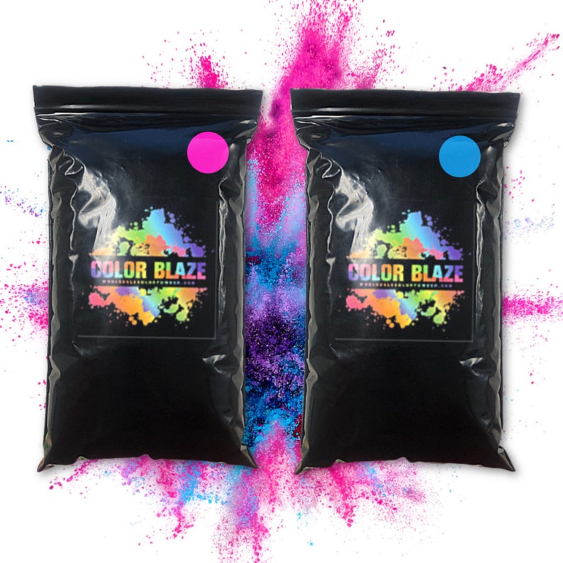 Color Blaze Gender Reveal Holi Powder - Black Out 2 Pounds Total & Tape ...