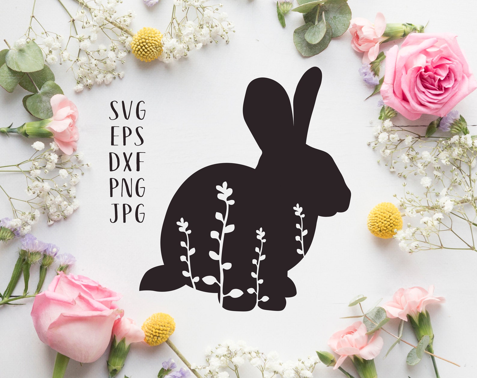 Floral Bunny Svg Easter Svg Spring Rabbit Decor Bunny Rabbit | Etsy