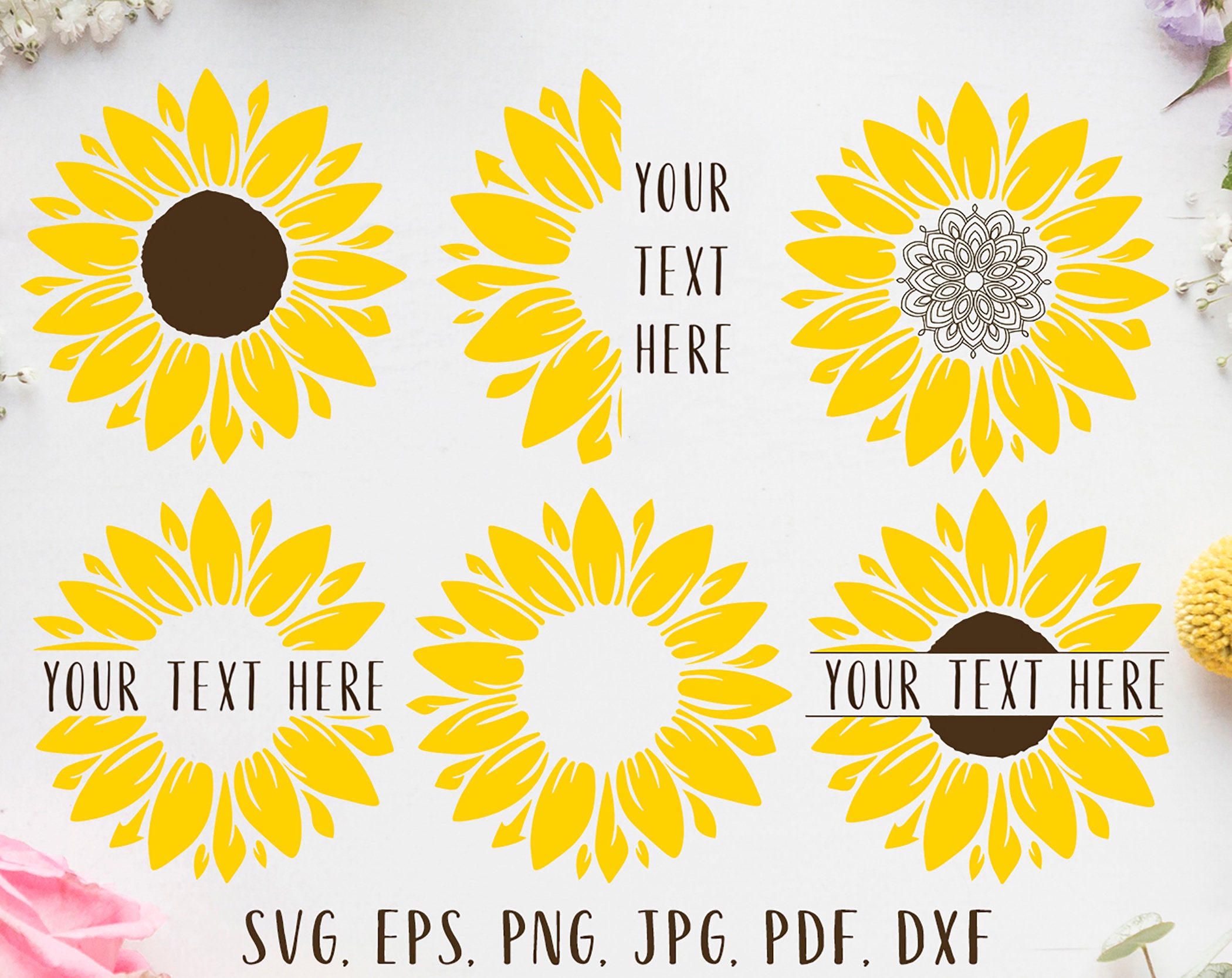 Sunflower MEGA Bundle Sunflower Decal Sunflower Wedding Sunflower Svg ...