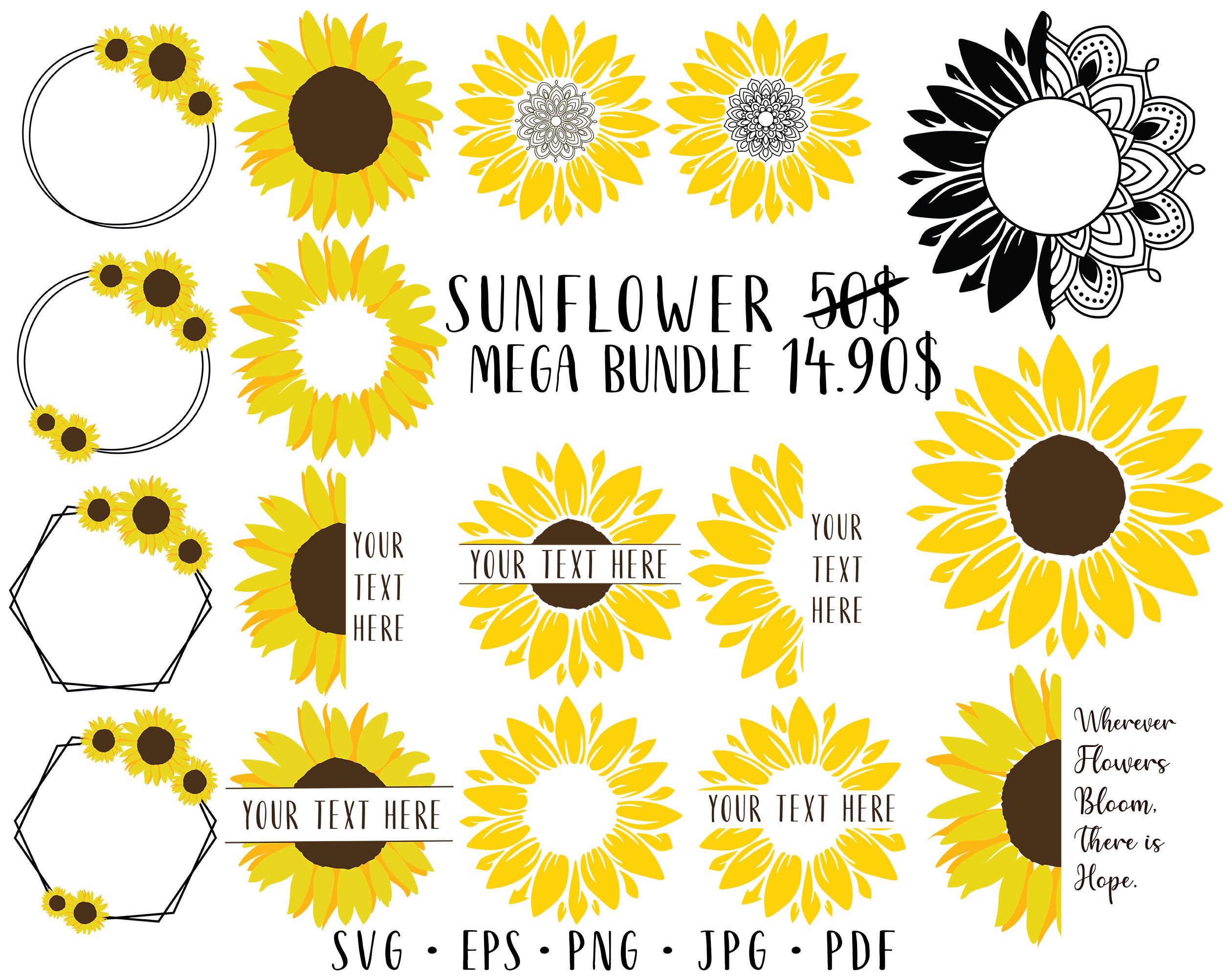 Sunflower MEGA Bundle Sunflower Decal Sunflower Wedding | Etsy