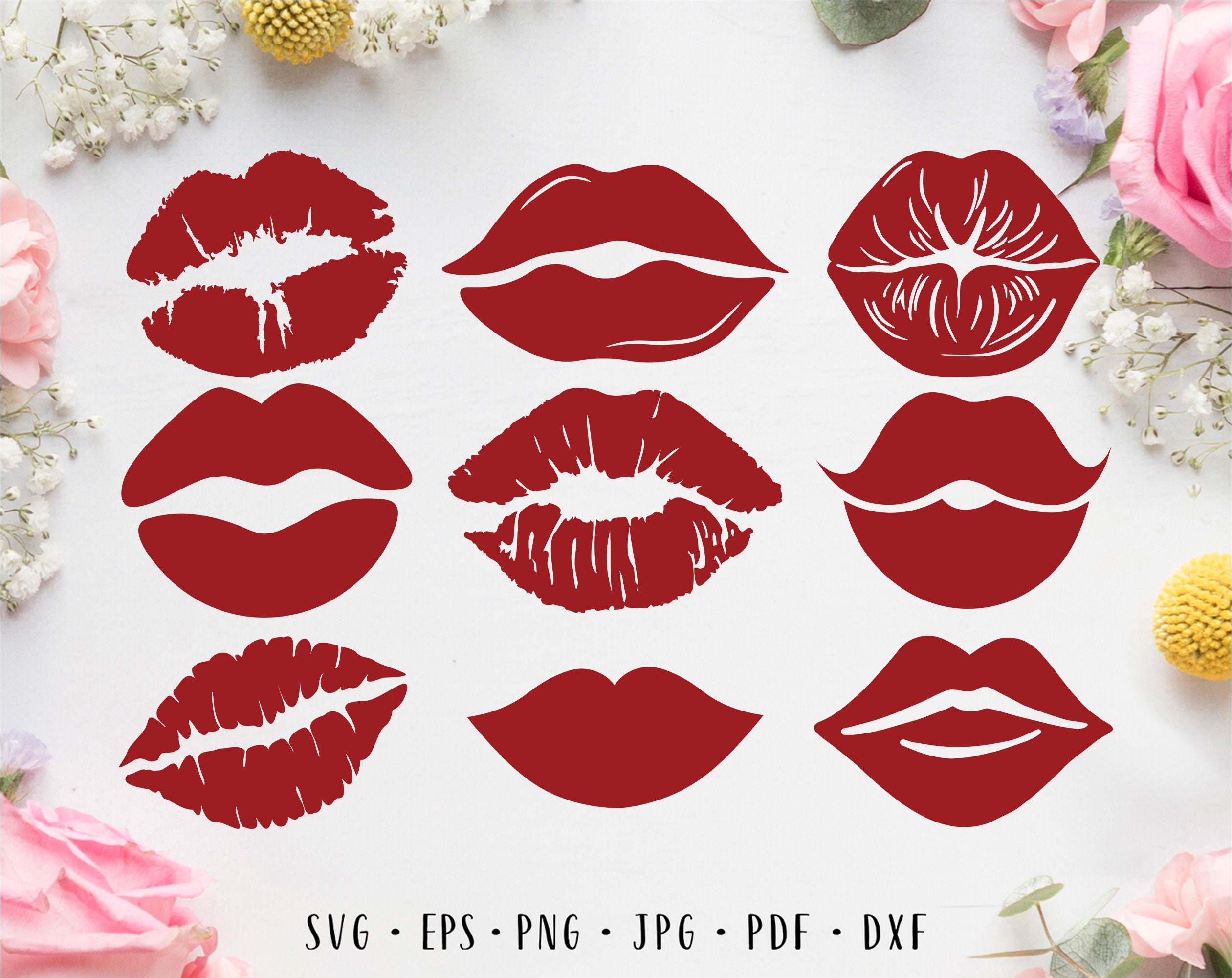 Kiss Bundle Svg Valentine Bundle Svg Lips Kisses Svg Lips | Etsy