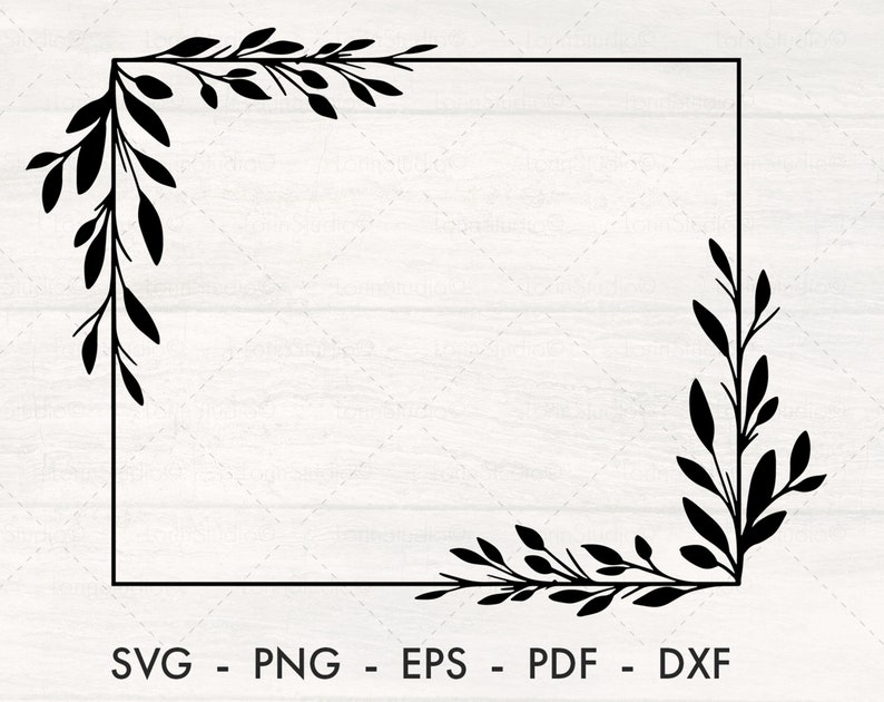 Floral Frame Svg Rectangle Frame Svg Wedding Frame Svg Leaves Frame Svg ...