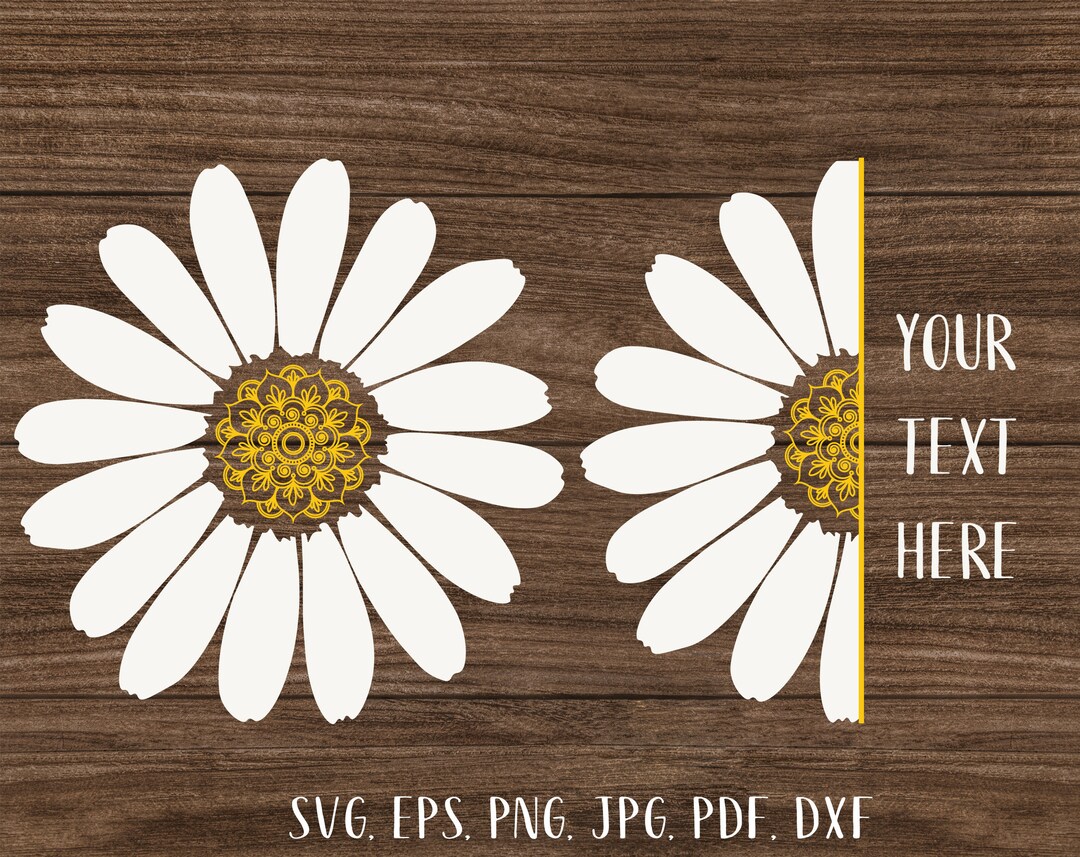 Daisy Mandala Svg Half of a Daisy Svg White Flower Svg Daisy Monogram ...