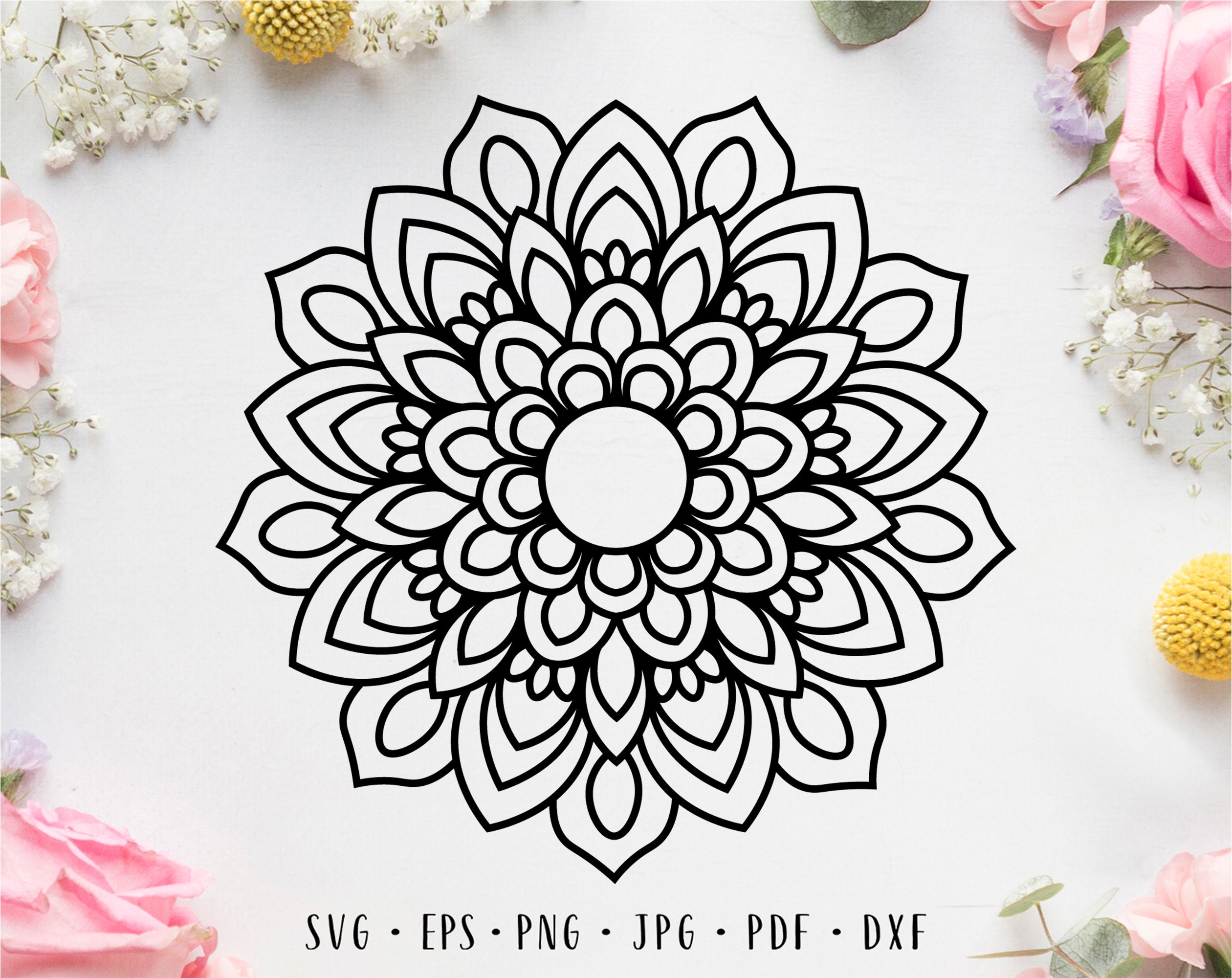 Floral Mandala Svg Mandala Svg Mandala Png Mandala Decal - Etsy