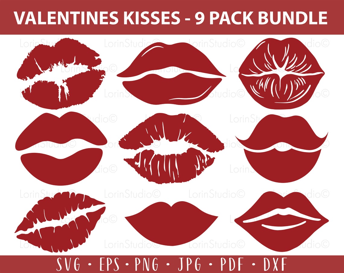 Kiss Bundle Svg Valentine Bundle Svg Lips Kisses Svg Lips | Etsy