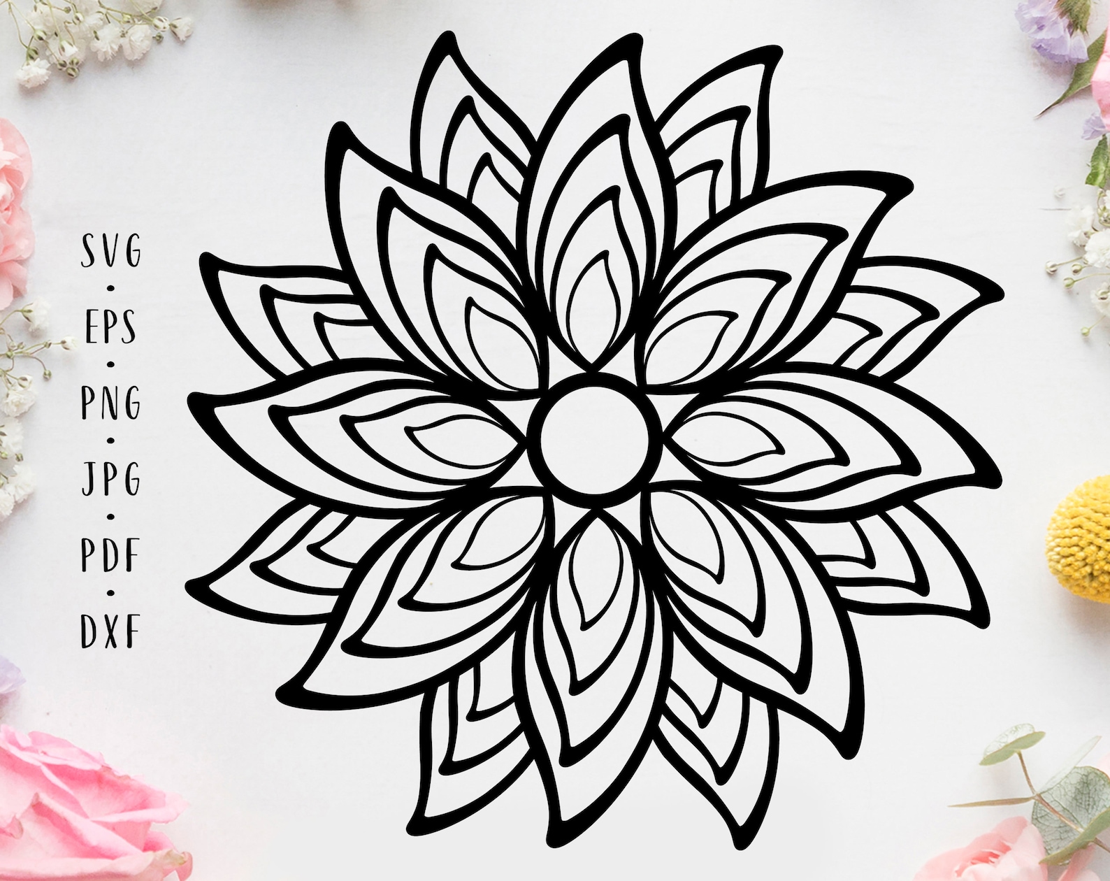 Flower Mandala Svg Floral Mandala Svg Flower Mandala Cut File Mandala ...