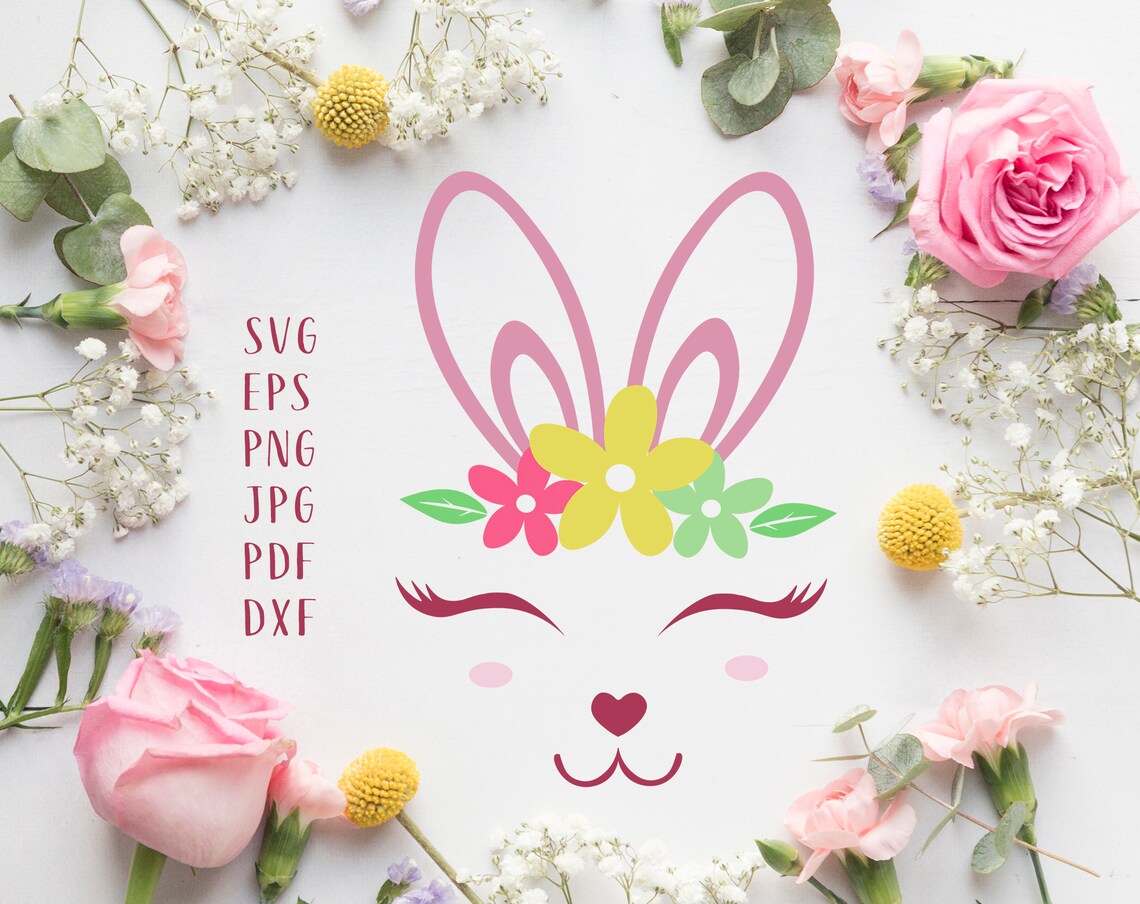 Floral Bunny Svg Bunny Svg Bunny Face Svg Floral Bunny Png | Etsy