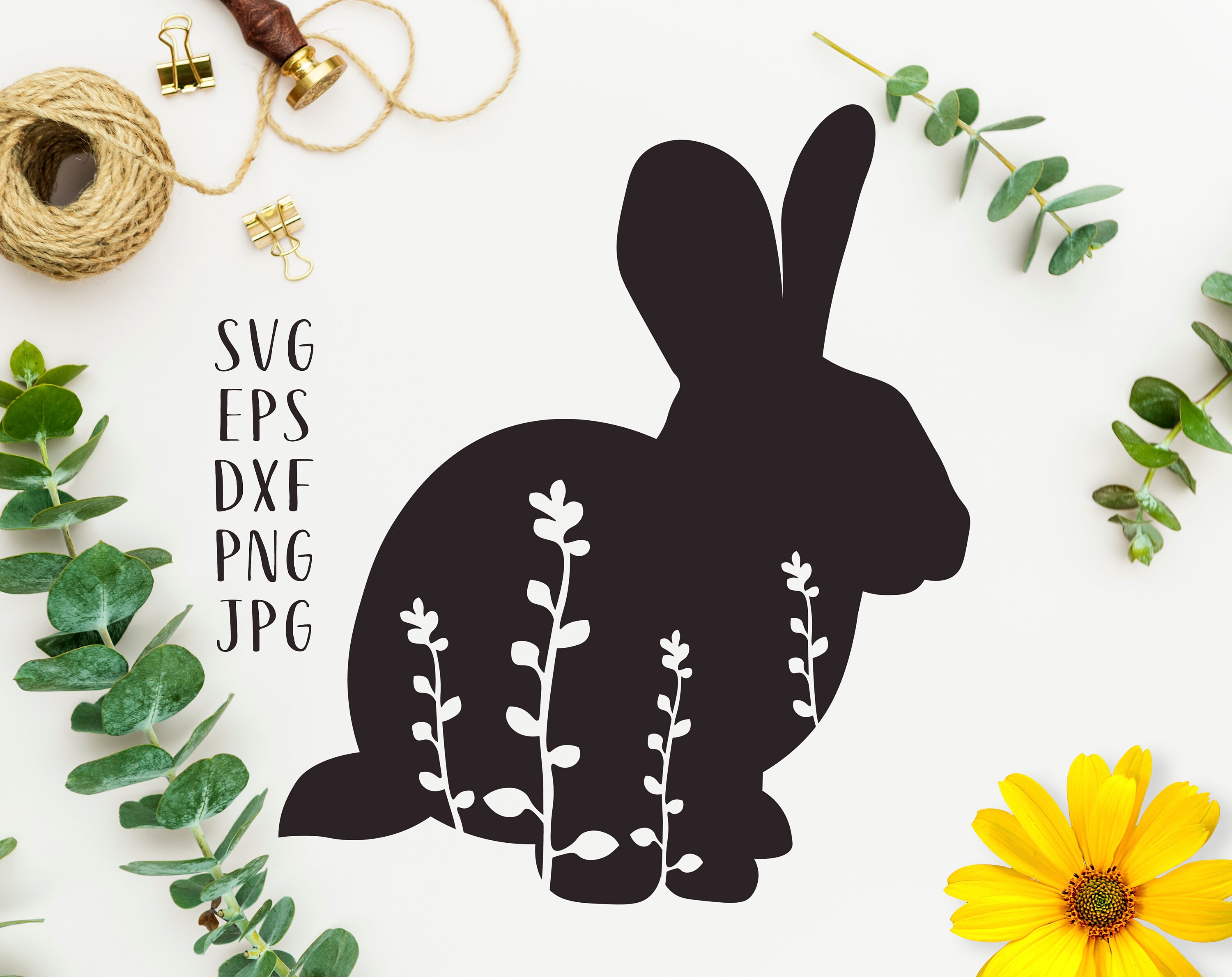 Floral Bunny Svg Easter Svg Spring Rabbit Decor Bunny Rabbit | Etsy
