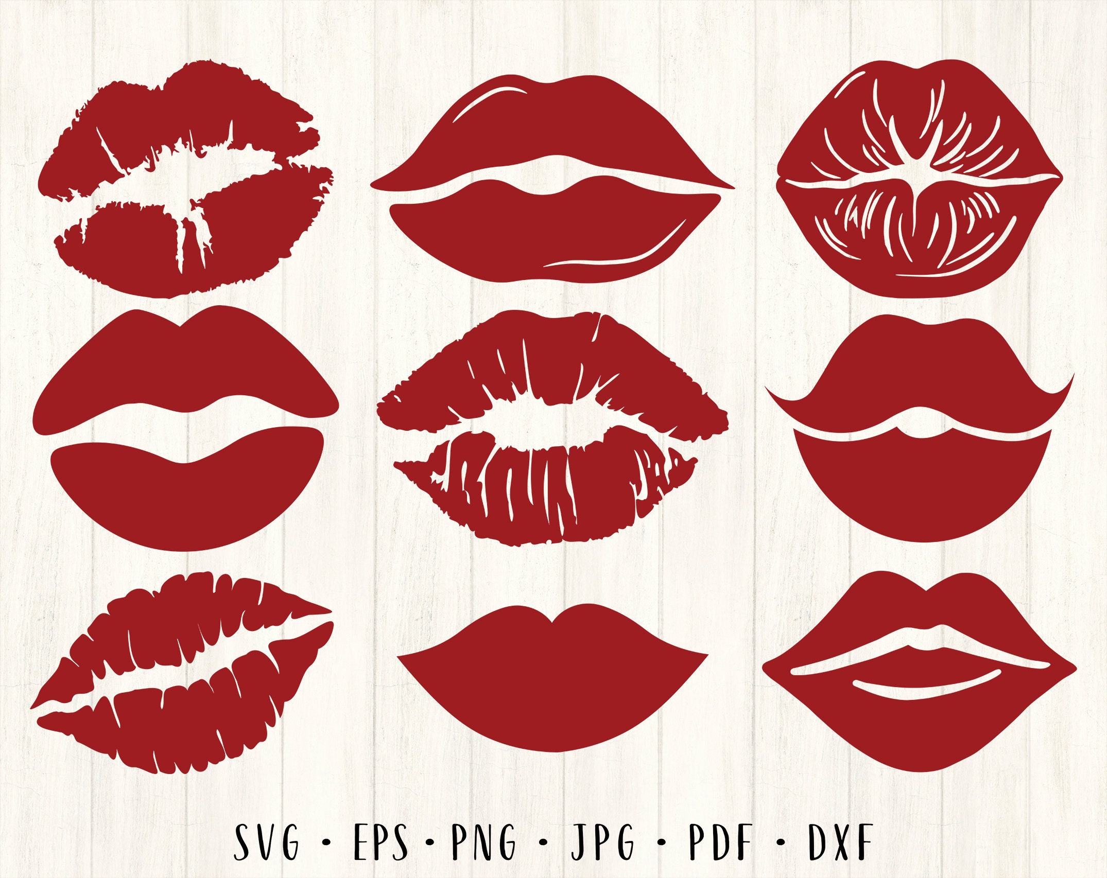 Kiss Bundle Svg Valentine Bundle Svg Lips Kisses Svg Lips Bundle Svg ...