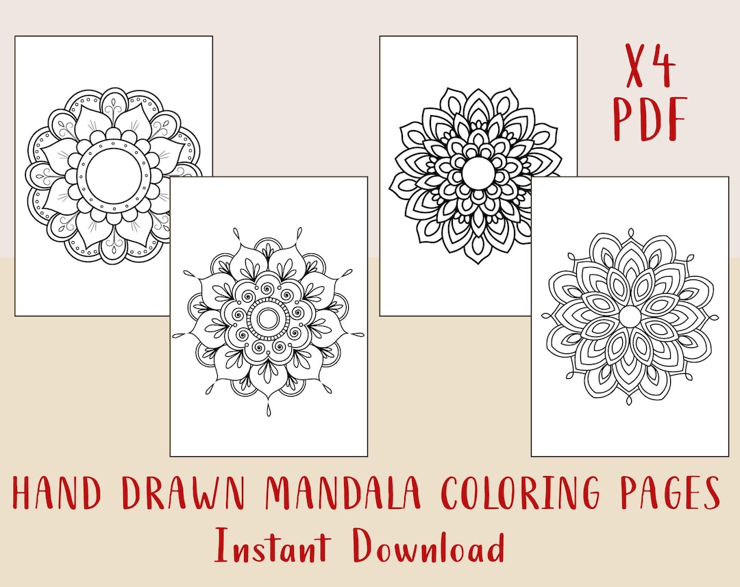 4 Mandala Coloring Pages to Print and Color Mandala PDF Coloring Page ...