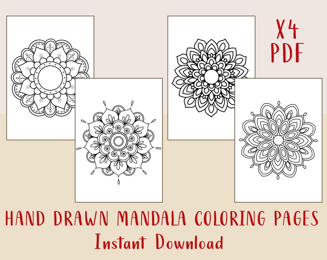 4 Mandala Coloring Pages to Print and Color Mandala PDF | Etsy