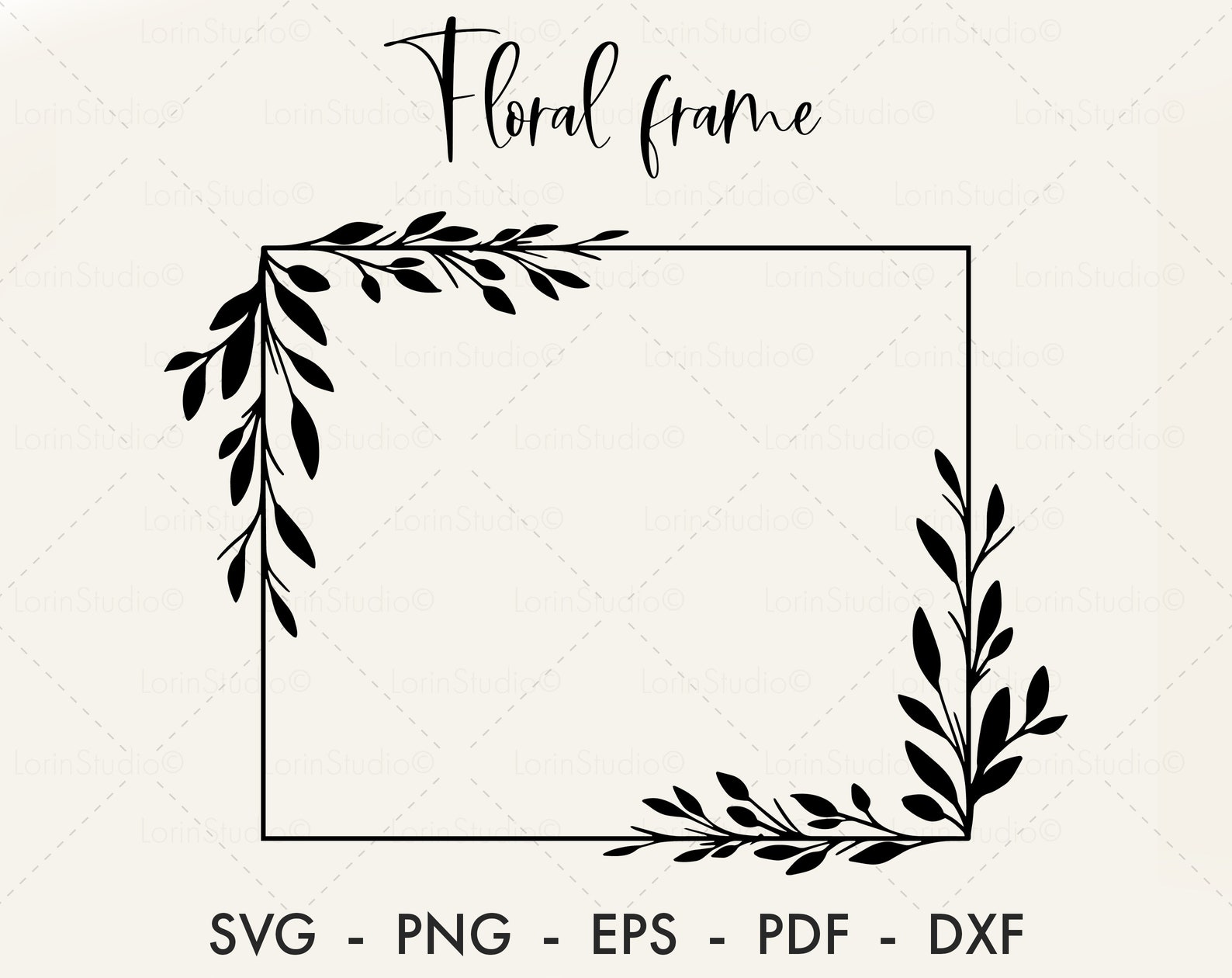 Floral Frame Svg Rectangle Frame Svg Wedding Frame Svg Leaves Frame Svg ...