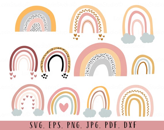 Arco iris svg Rainbow Bundle svg Boho arco iris clipart Pastel | Etsy