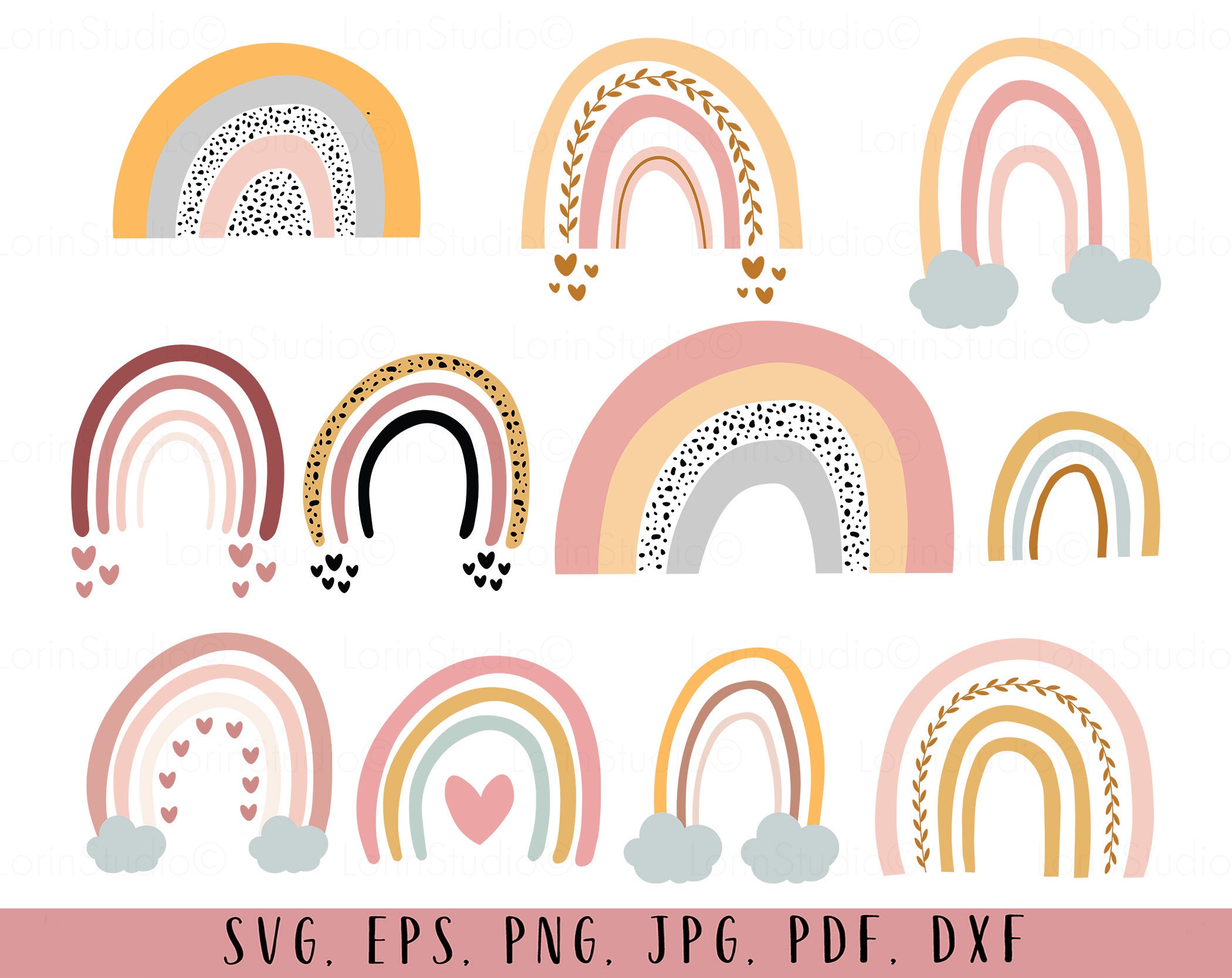 Scandinavian svg Rainbow svg bundle Nursery PNG Boho Svg Modern svg Svg ...
