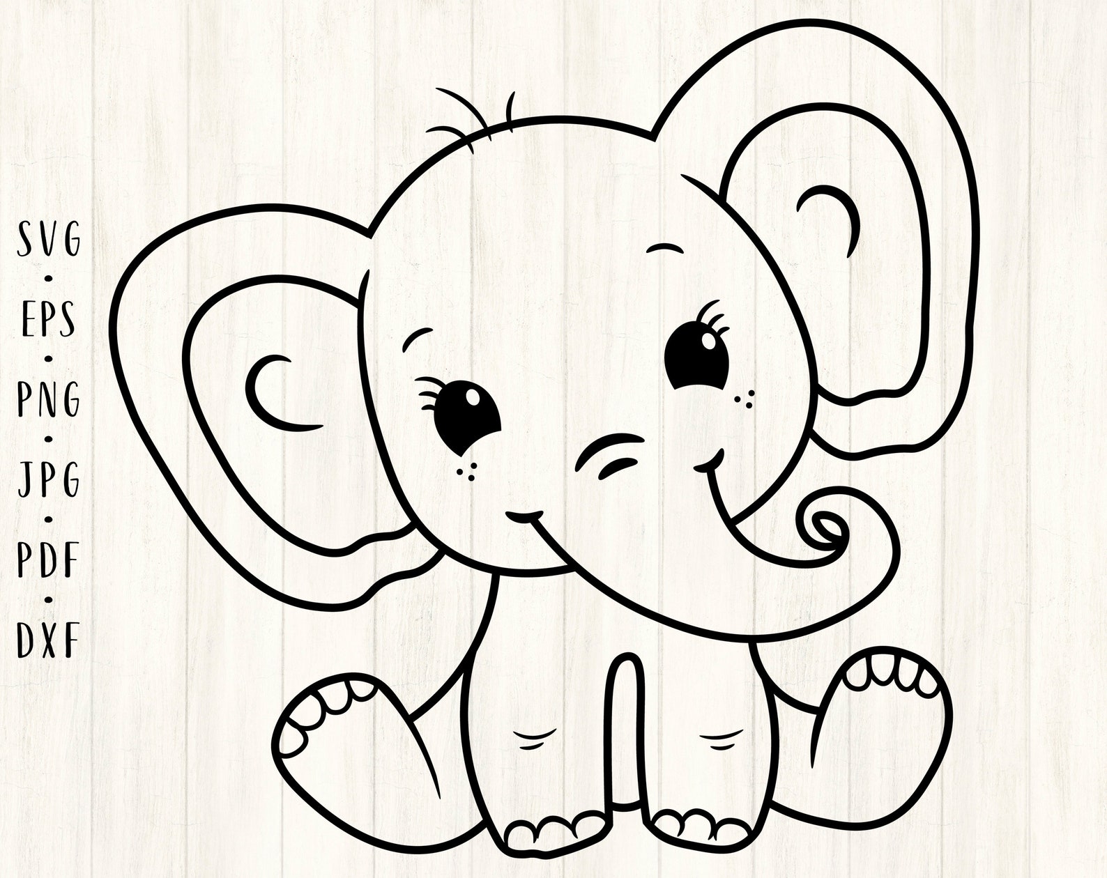 Baby Elephant Svg Cute Elephant Svg Elephant Clipart Elephant Cut File ...