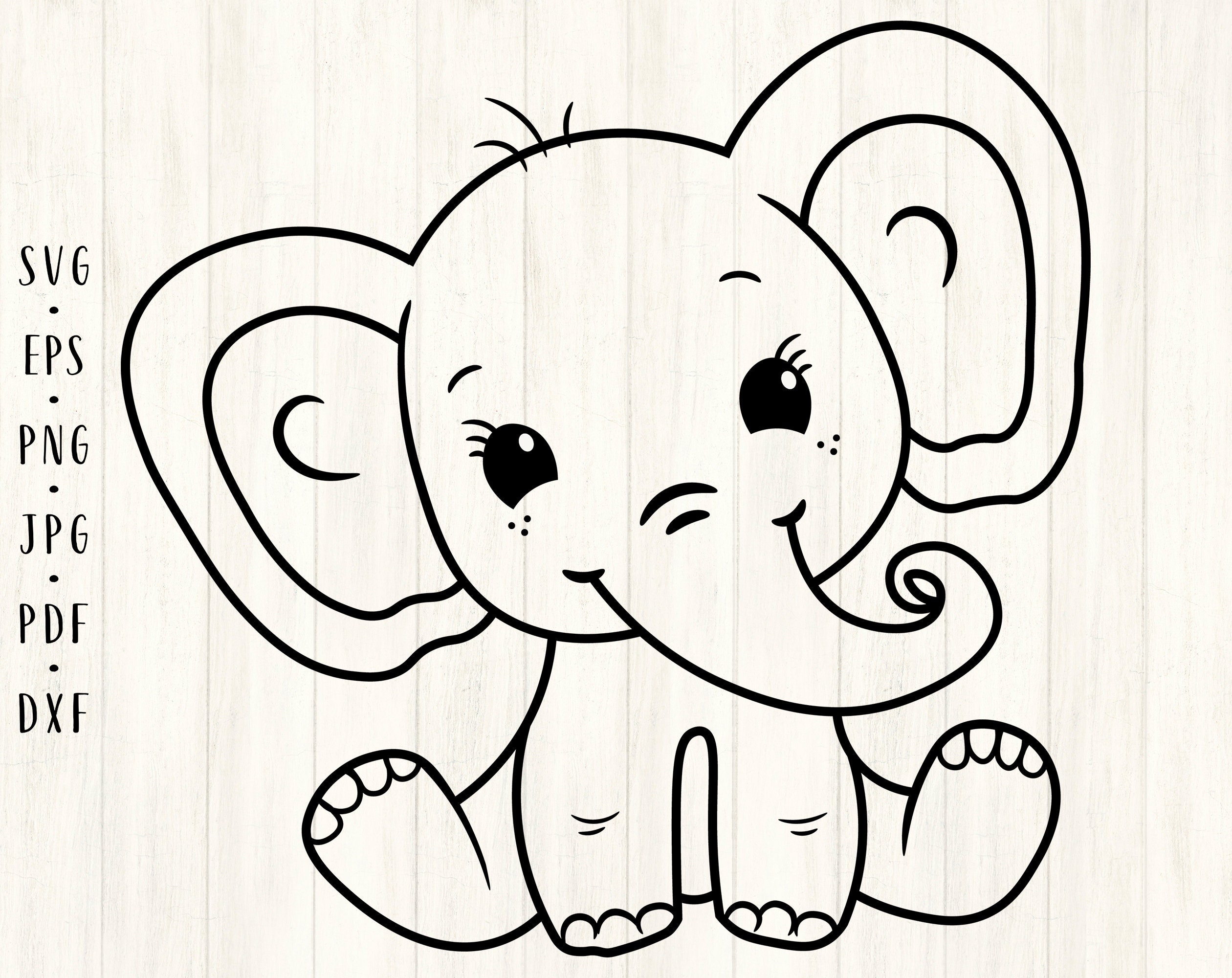 Baby Elephant Svg Cute Elephant Svg Elephant Clipart Elephant | Etsy