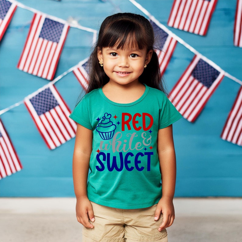 4th of July Svg, Red White and Sweet, Girls 4th of July Svg Png, Girls ...