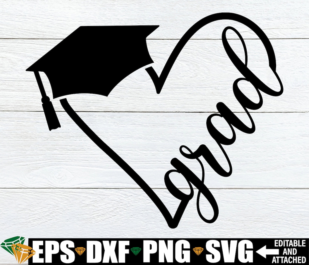 Graduation Svg, Graduation Heart Svg, Graduation Clipart, Cute ...