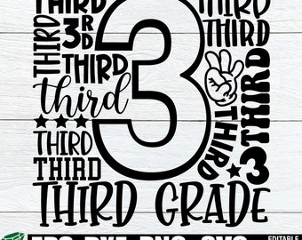 Third Grade Smiling Svg 3rd Grade Svg Vector Cut Files for - Etsy