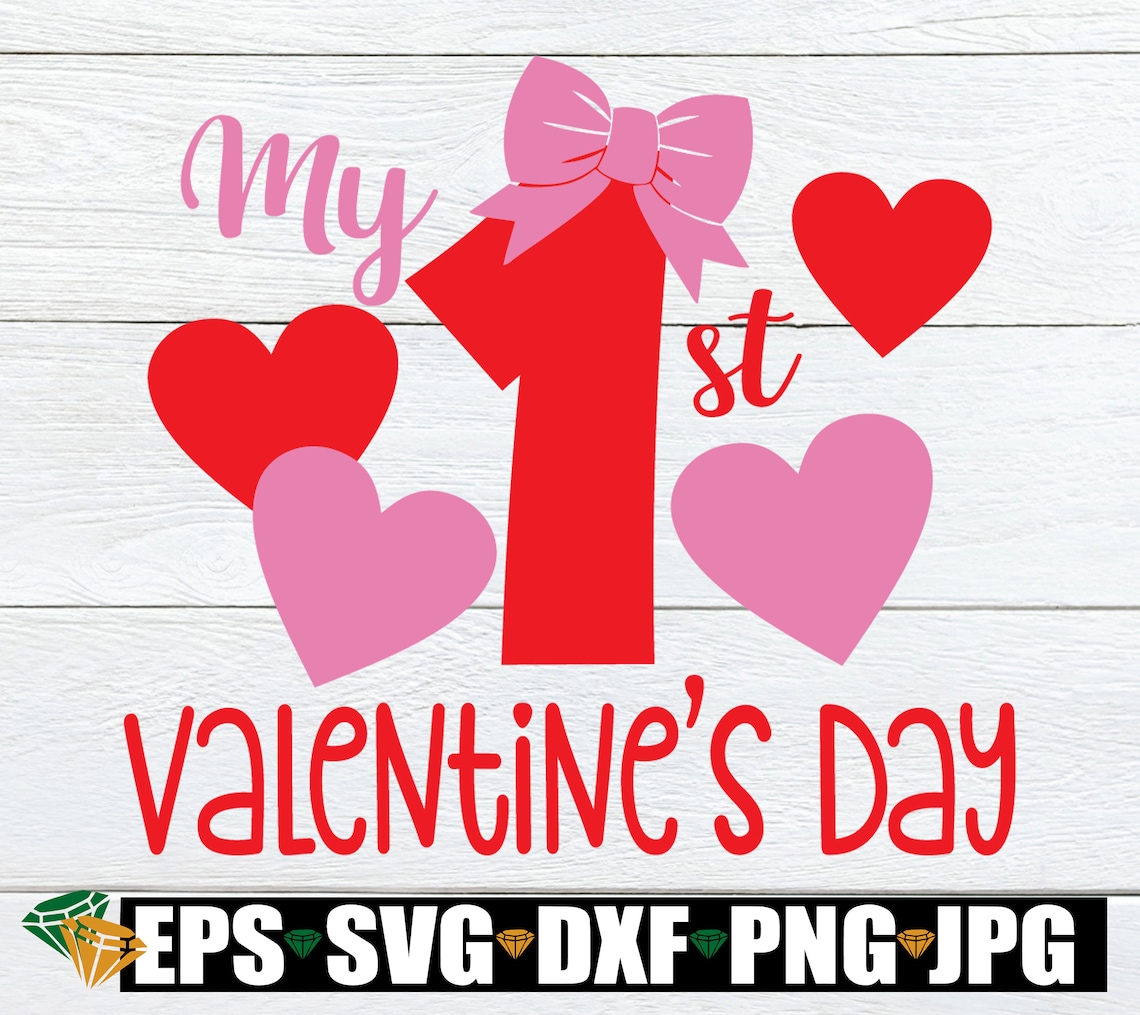 My First Valentines Day svg My 1st Valentine's Day Girls | Etsy