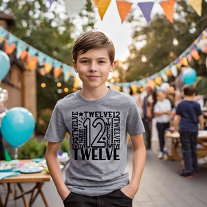 12th Birthday Typography, 12th Birthday Word Collage, 12th Birthday Cut ...