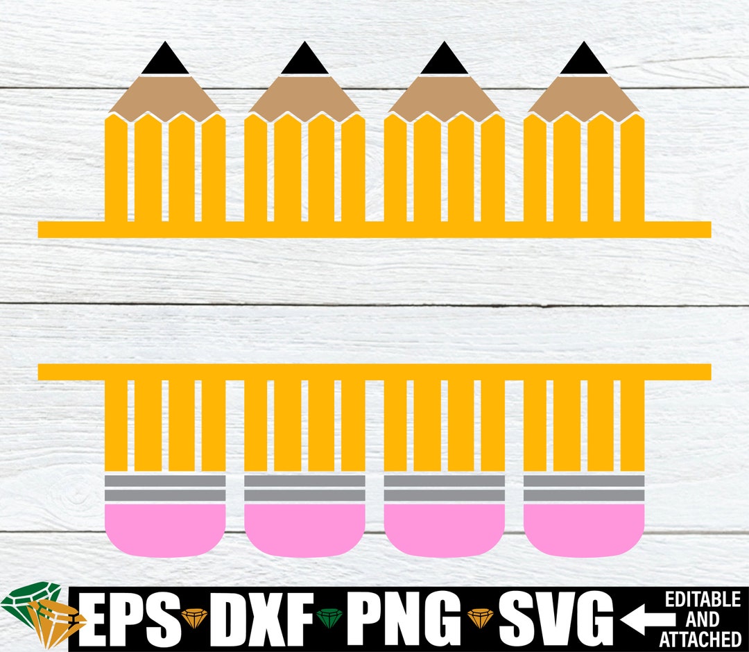 Pencil Name Frame Svg, Teacher Split Name Frame Monogram Svg, Teacher ...