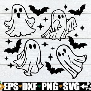 Halloween Svg, Cute Ghost and Bat Halloween Shirt Design, Halloween Cut ...