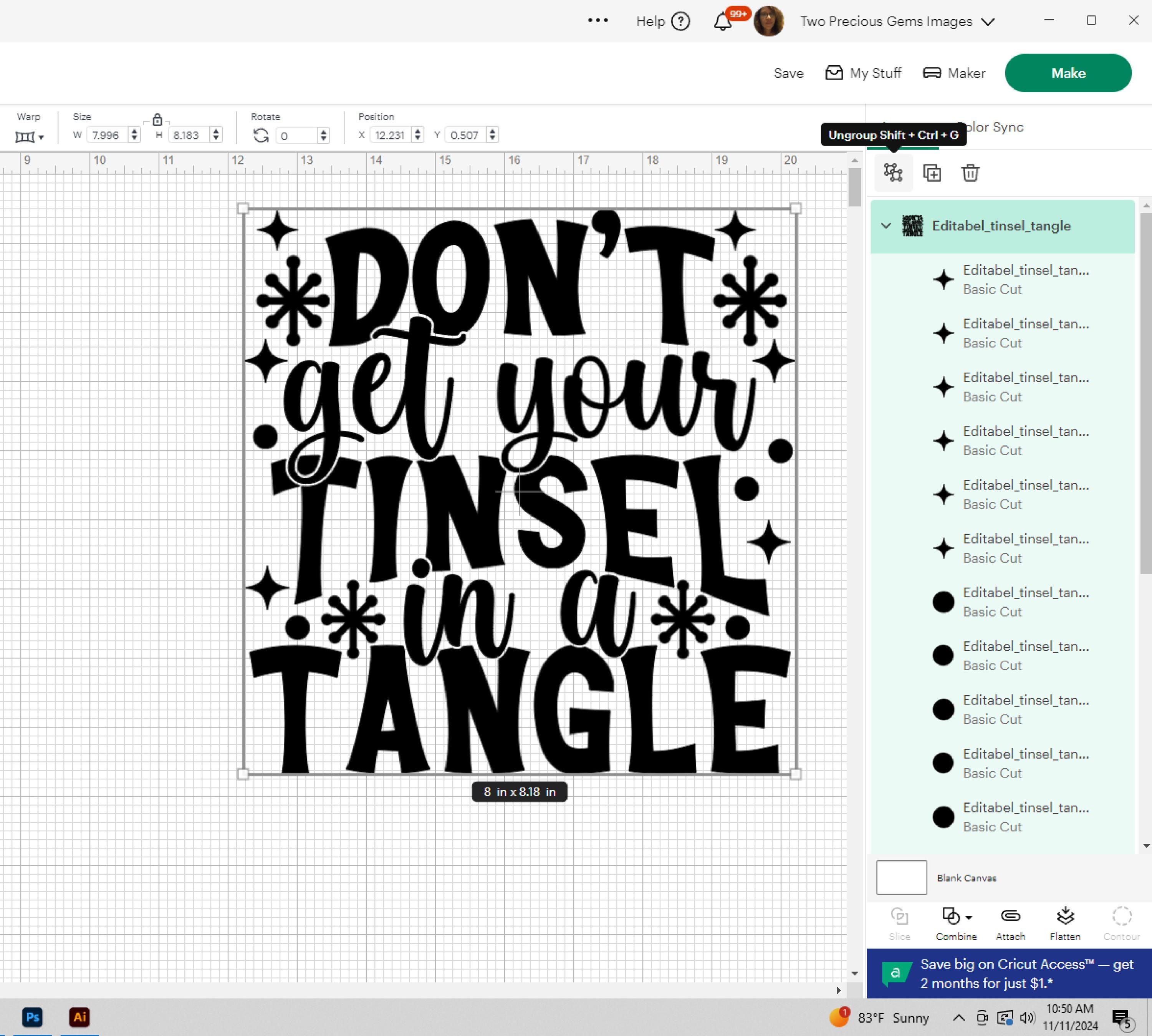 Don't Get Your Tinsel in A Tangle Svg Png, Funny Christmas Svg Png ...