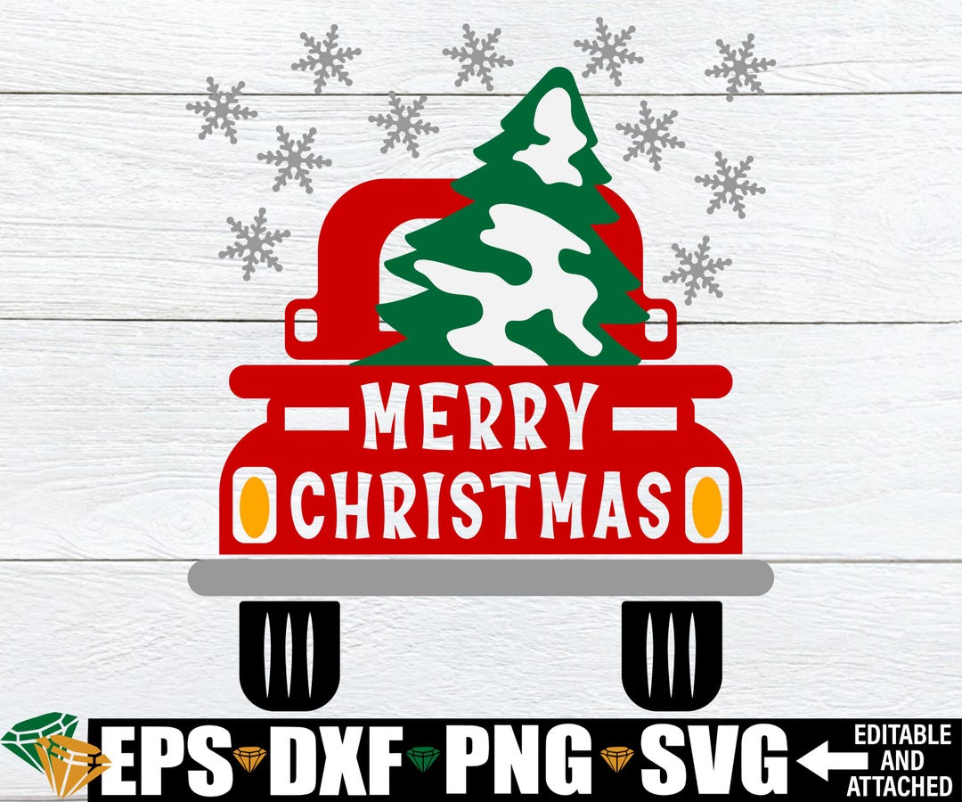Merry Christmas Svg Png. Christmas Tree in Truck Svg Png. Christmas Svg ...