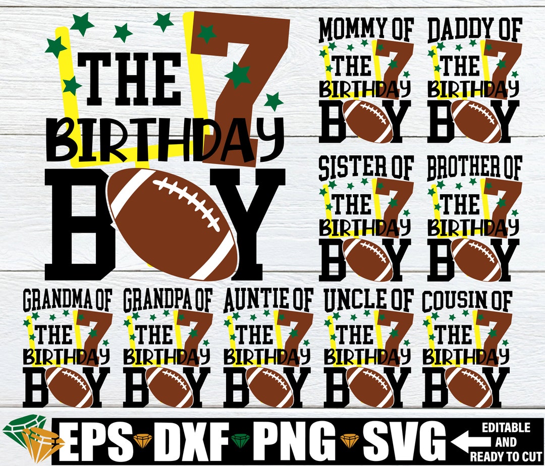 7th Birthday Bundle, Football Birthday Svg, 7th Football Birthday Svg ...