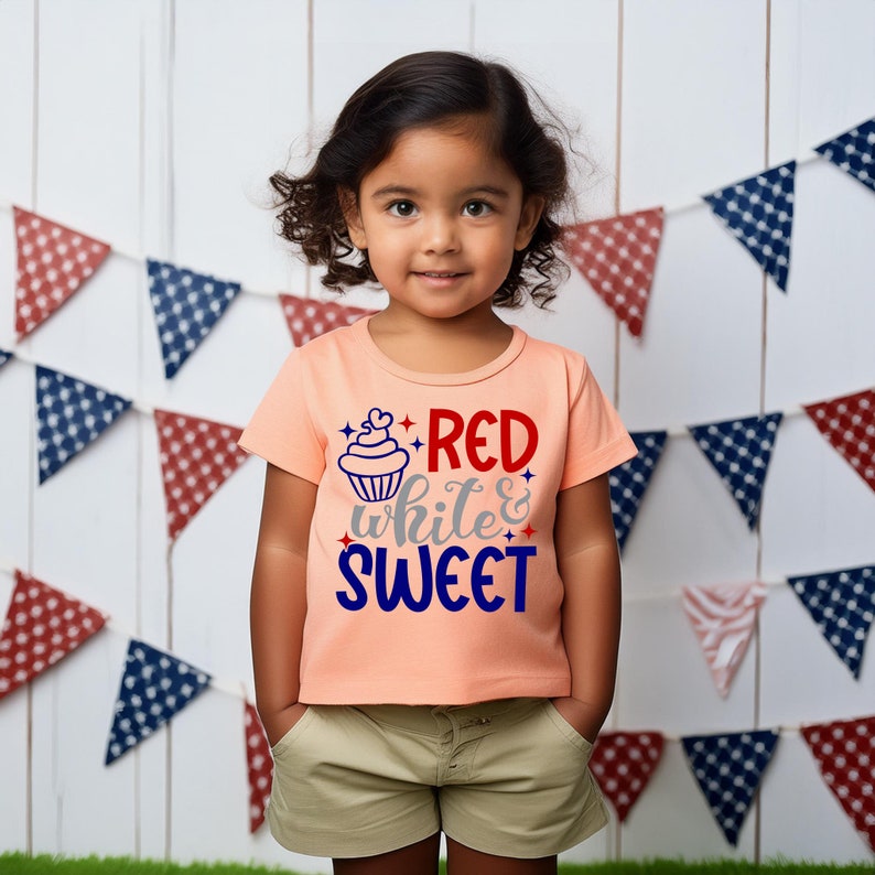4th of July Svg, Red White and Sweet, Girls 4th of July Svg Png, Girls ...