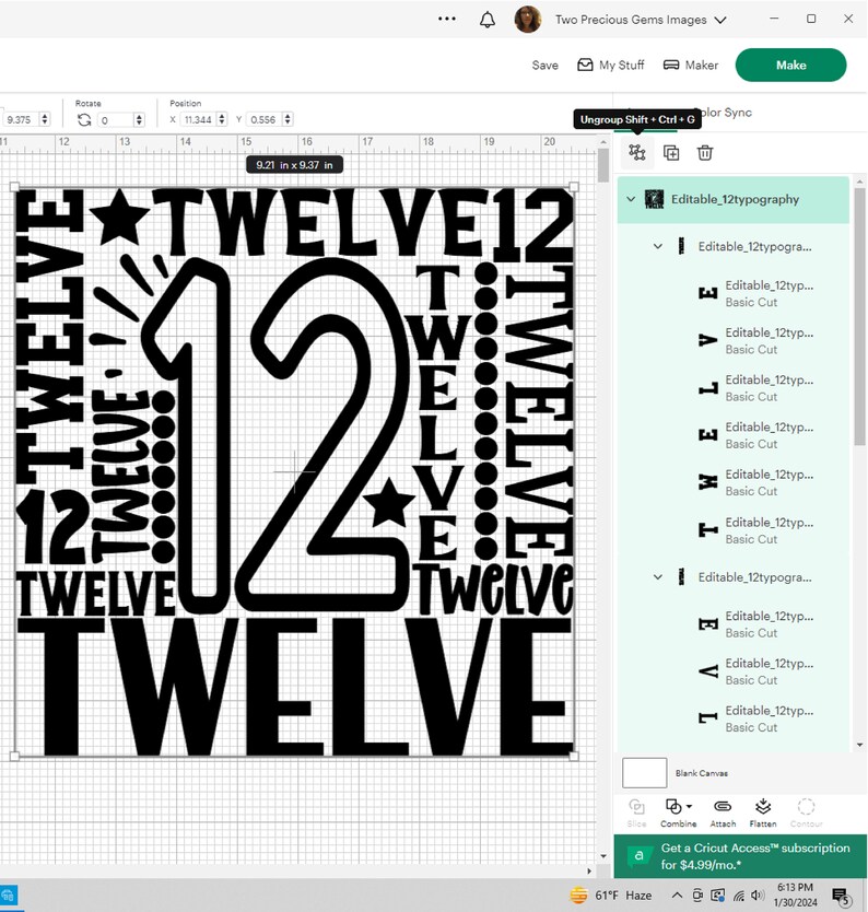 12th Birthday Typography, 12th Birthday Word Collage, 12th Birthday Cut ...